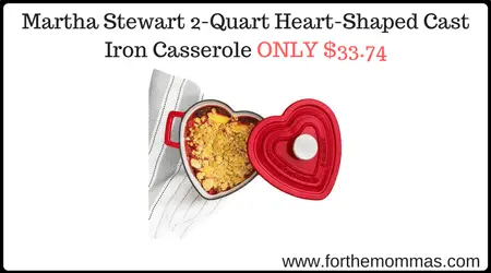 Martha Stewart 2-Quart Heart-Shaped Cast Iron Casserole ONLY $33.74