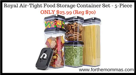 Royal Air-Tight Food Storage Container Set - 5-Piece ONLY $23.99 (Reg $70)