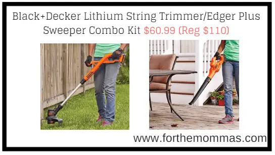 Black+Decker Lithium String Trimmer/Edger Plus Sweeper Combo Kit $60.99 ...