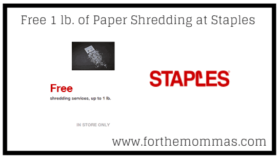 Free 1 lb. of Paper Shredding at Staples