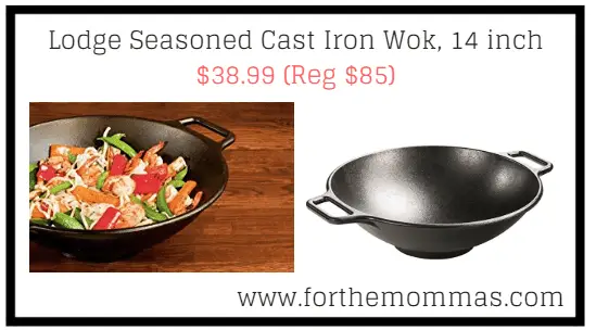 Amazon.com: Lodge Seasoned Cast Iron Wok, 14 inch $38.99 (Reg $85)