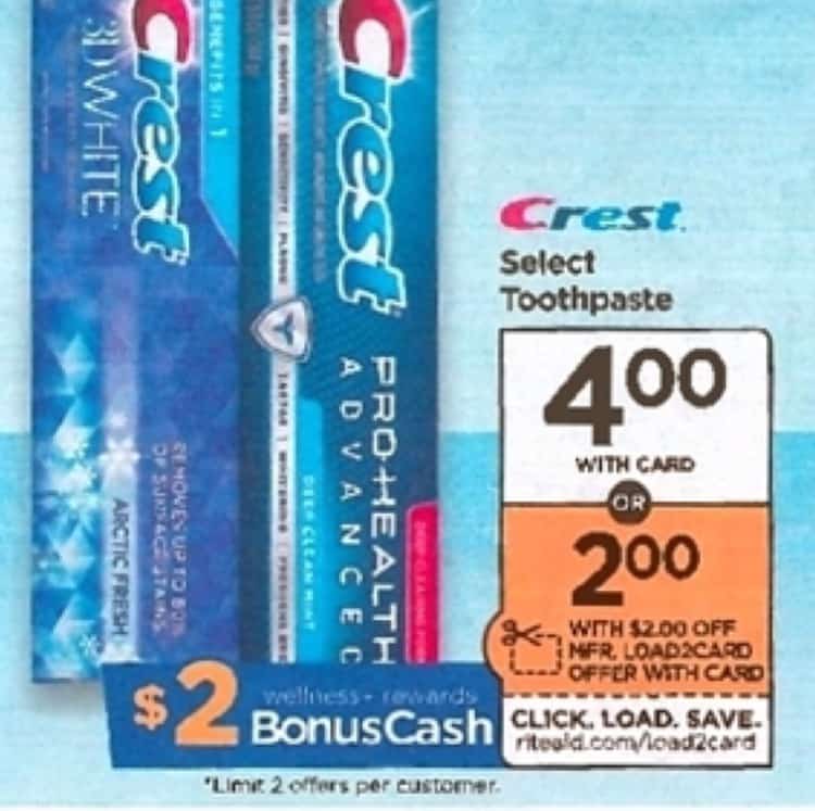 Rite Aid: Free Crest Toothpaste Starting 7/8