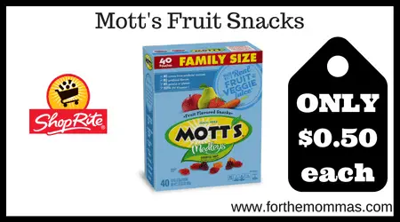 ShopRite: Mott's Fruit Snacks ONLY $0.50 Each Thru 9/1!