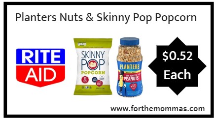 Rite Aid: Planters Nuts & Skinny Pop Popcorn ONLY $0.52 Each Starting 9/30