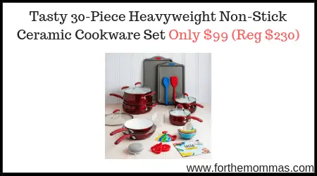 Tasty 30-Piece Heavyweight Non-Stick Ceramic Cookware Set Only $99 (Reg $230)
