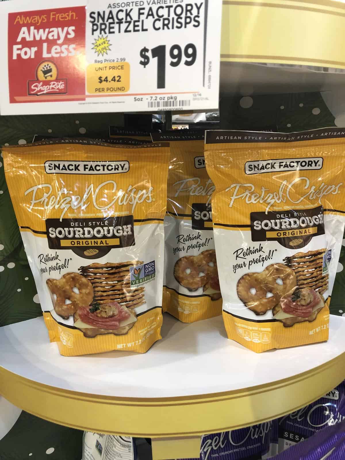 ShopRite: Snack Factory Pretzel Crisps JUST $0.99 Each Thru 12/29!