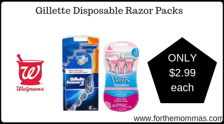 Walgreens: Gillette Disposable Razor Packs ONLY $2.99 Each Starting 4/21