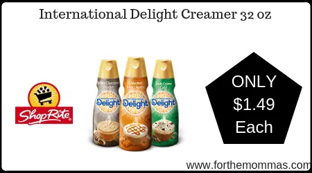 ShopRite: International Delight Creamer 32 Oz JUST $1.49 Each Thru 4/13!