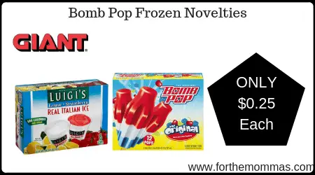 Giant: Bomb Pop Frozen Novelties JUST $0.25 Each Thru 5/23!
