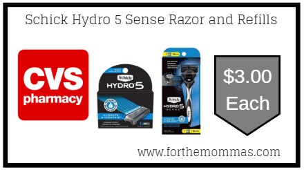 CVS: Schick Hydro 5 Sense Razor and Refills ONLY $3 Each Starting 7/21