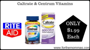 Rite Aid: Caltrate & Centrum Vitamins ONLY $1.99 Each Starting 9/15