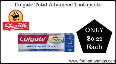 ShopRite: Colgate Total Advanced Toothpaste ONLY $0.22 Each Thru 9/21!