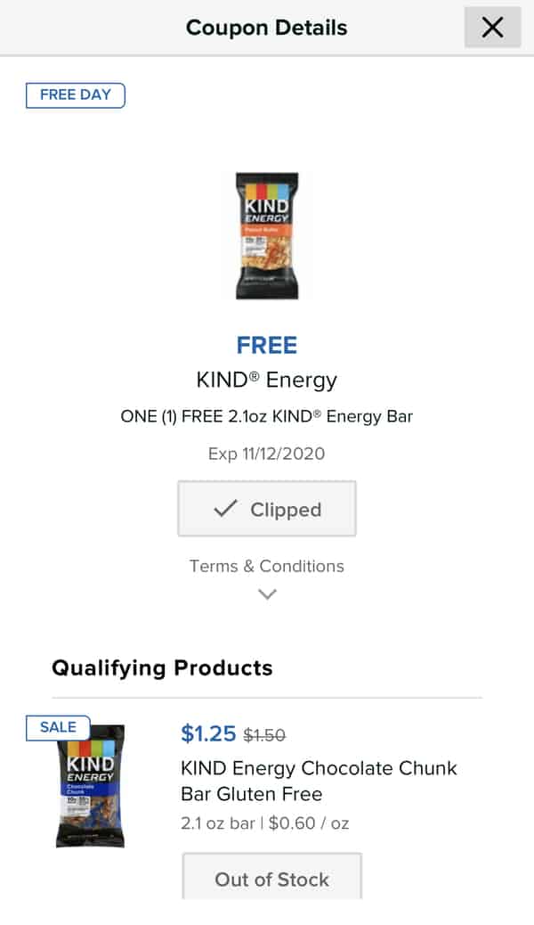 FREE Kind Energy Bar for Free at Giant