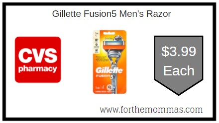 Gillette Fusion5 Men's Razor at CVS for ONLY $3.99