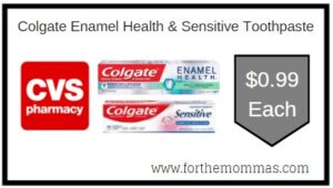 Colgate Enamel Health & Sensitive Toothpaste ONLY $0.99 Each at CVS