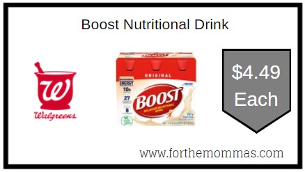 Boost Nutritional Drink at Walgreens for Only $4.49 Each