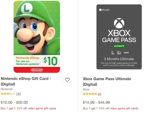 Target: Buy 1 Get 15% Off Video Game Gift Cards