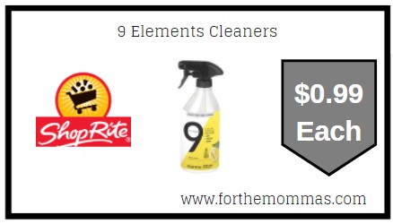 9 Elements Cleaners at ShopRite For Only $0.99 Each