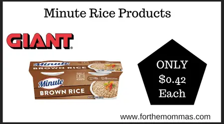 Minute Rice Products at Giant ONLY $0.42 Each