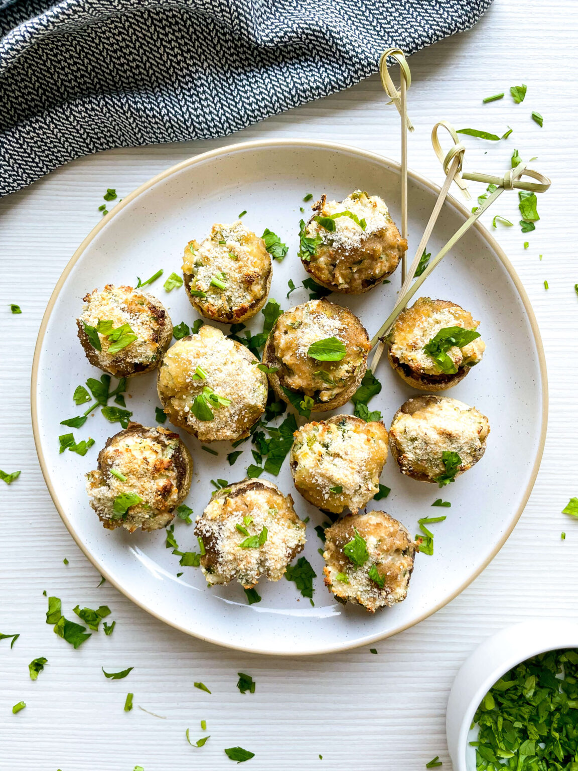 Scrumptiously Easy Herbed Cream Cheese Stuffed Mushrooms
