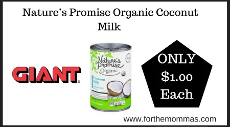 Nature’s Promise Organic Coconut Milk JUST $1.00 Each at Giant