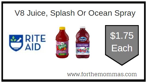BonusCash Deal at Rite Aid on V8 Juice, Splash Or Ocean Spray