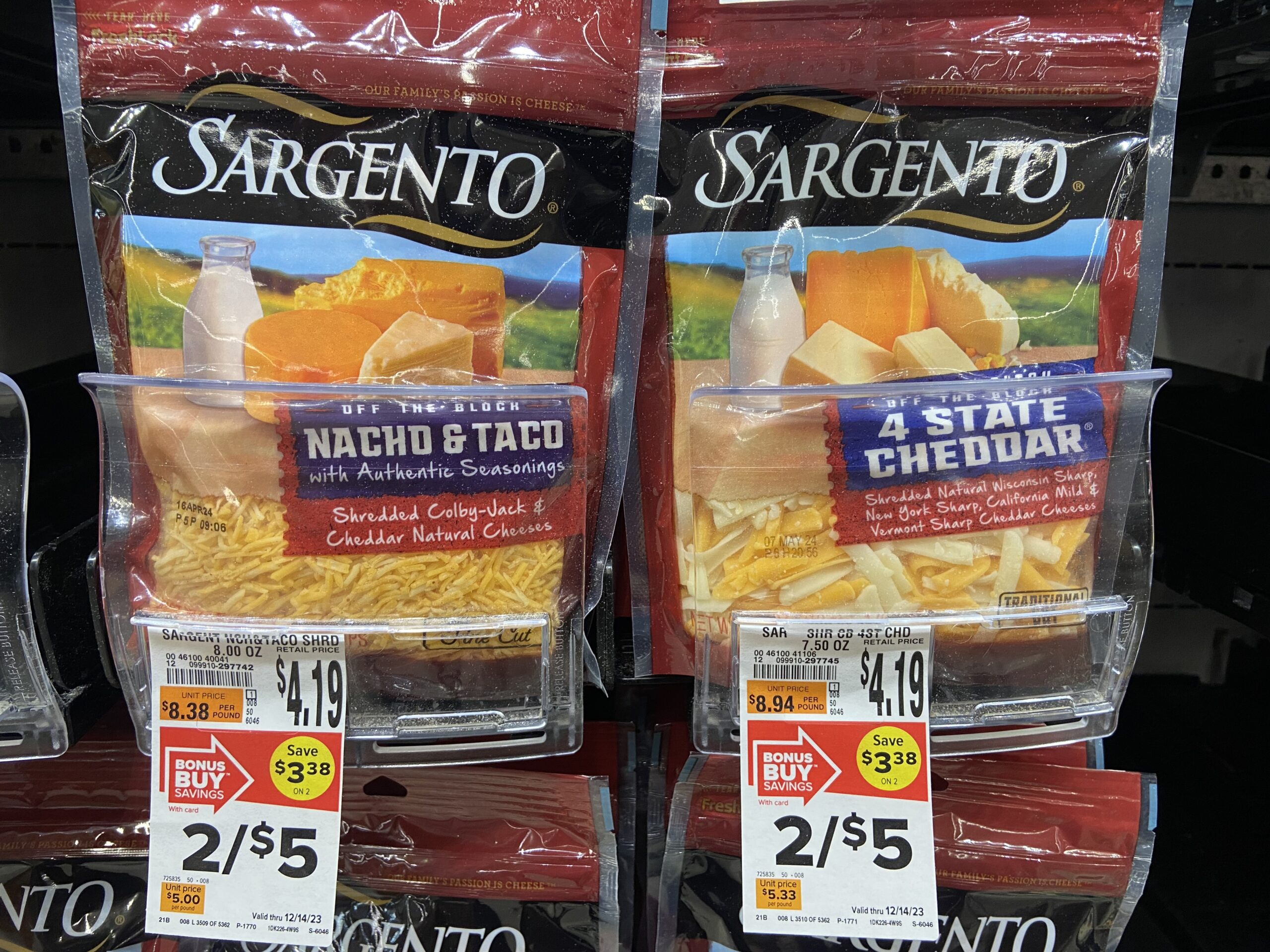 Sargento Shredded Cheese JUST $1.50 Each at Giant