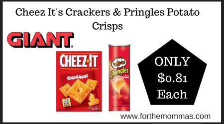 Cheez It's Crackers & Pringles Potato Crisps JUST $0.81 Each at Giant