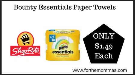 Deal On Bounty Essentials Paper Towels At ShopRite