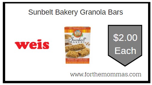 Coupon Deal at Weis on Sunbelt Bakery Granola Bars