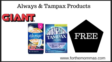 FREE Always & Tampax Products + Moneymaker with Giant Deal