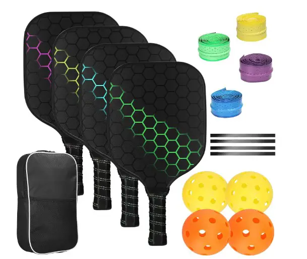 Amazon - Set of 4, Lightweight Pickle Ball Paddle Set & Accessories $27.99