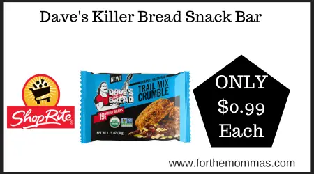 Dave's Killer Bread Snack Bar Just $0.99 Each at ShopRite