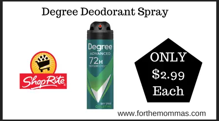 Digital Coupon Deals at ShopRite On Degree Deodorant Spray