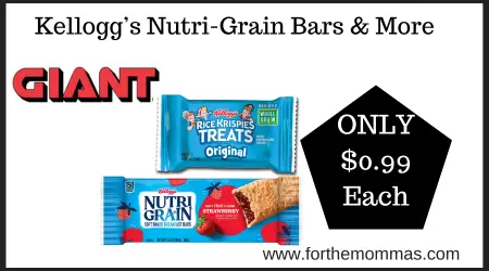 Kellogg’s Nutri-Grain Bars & More JUST $0.99 Each with Giant Deal