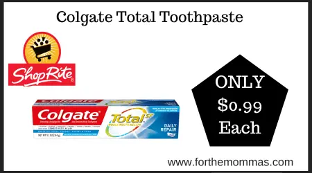 Colgate Total Toothpaste Just $0.99 with ShopRite Deal