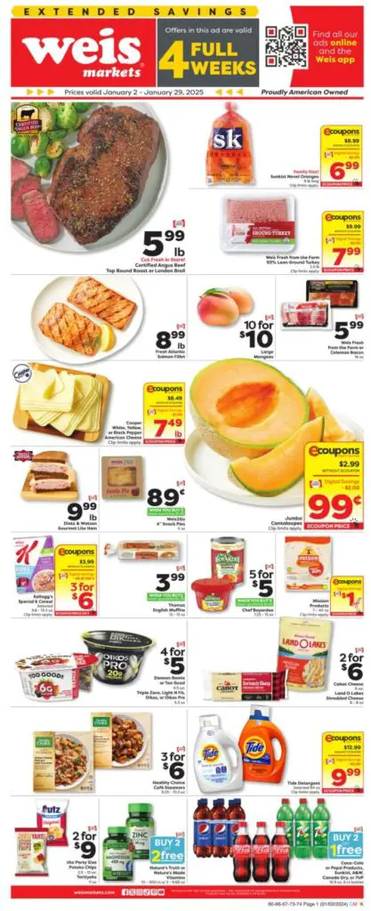 Weis Markets Weekly Flyer (1/23/25- 1/29/25) Circular, Natural ...