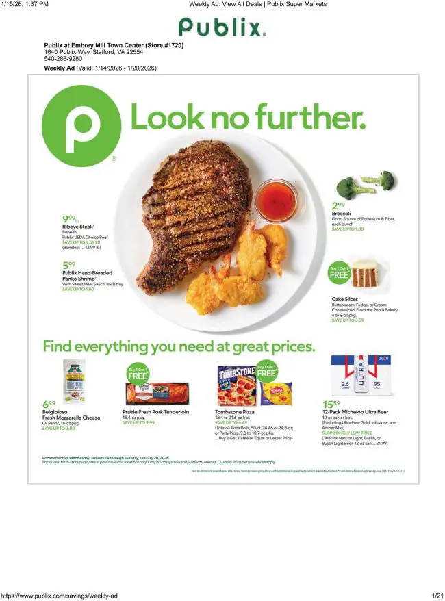 Latest Publix Weekly Ad (01/15/26 – 01/21/26)